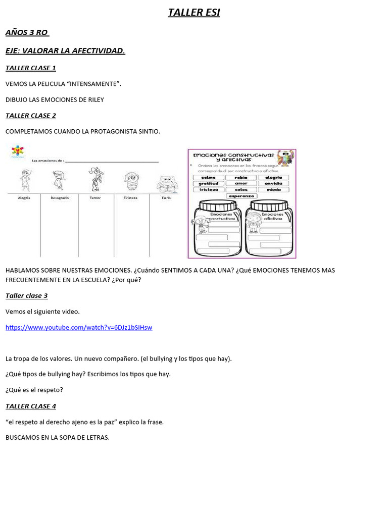 Taller Esi 3 Ro A y C | PDF | Relaciones personales, crianza y ...