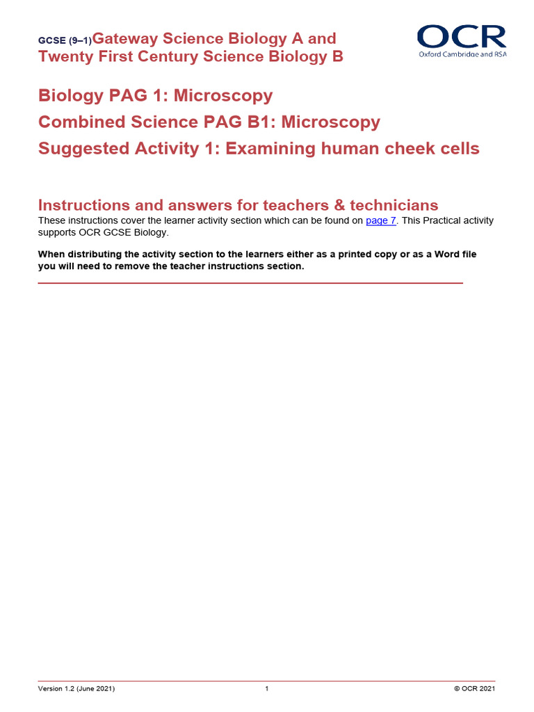 Microscopy Practical for GCSE Biology | PDF | Microscope | Drawing