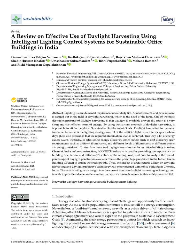 A Review On Effective Use of Daylight Harvesting Using Intelligent ...