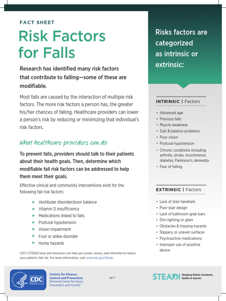 Risk Factors For Falls-Print | PDF | Balance (Ability) | Preventive ...