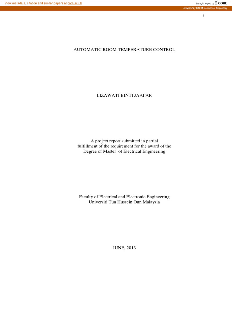 Automatic Room Temperature Control System | PDF | Control Theory ...