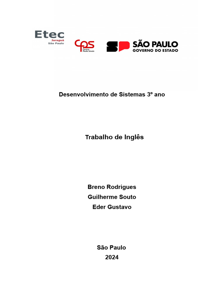 Trabalho de Ingles | PDF