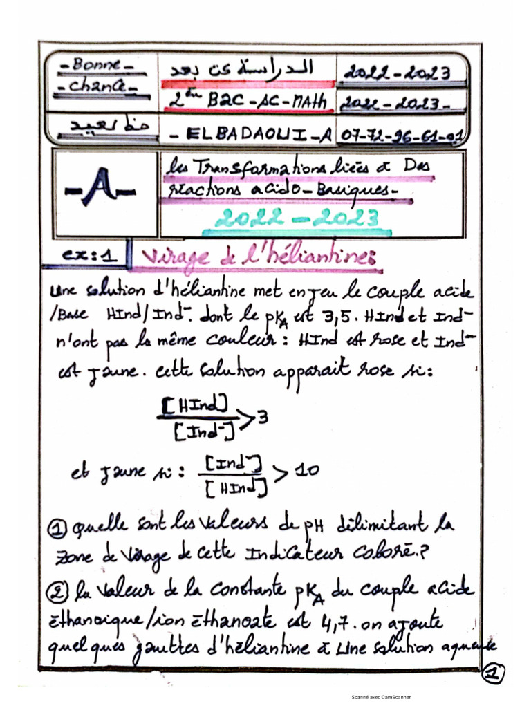Exercice de Dosage 2eme Bac SC Math Prof El Badaoui | PDF