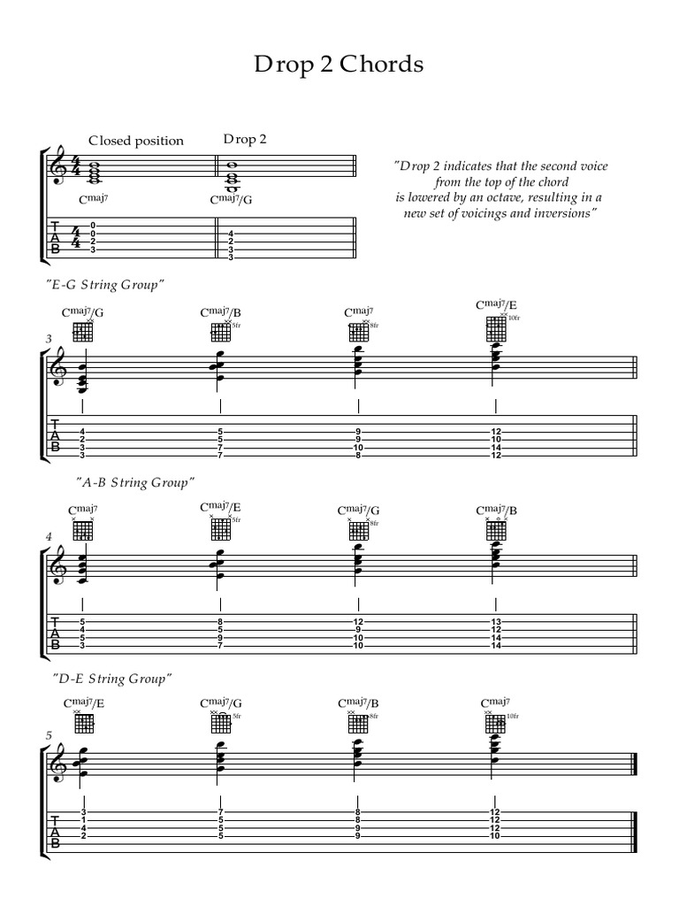 Drop 2 Chords | PDF | Music Theory | Elements Of Music
