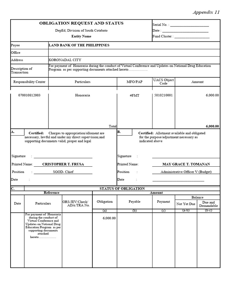 Obligation Request and Status Ors | PDF | Payments