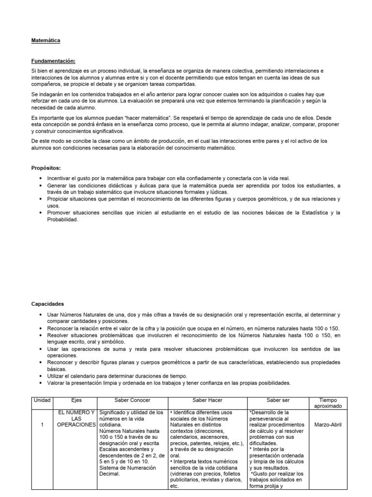 Plan Anual Matemática Pdf Geometría Aprendizaje 2890