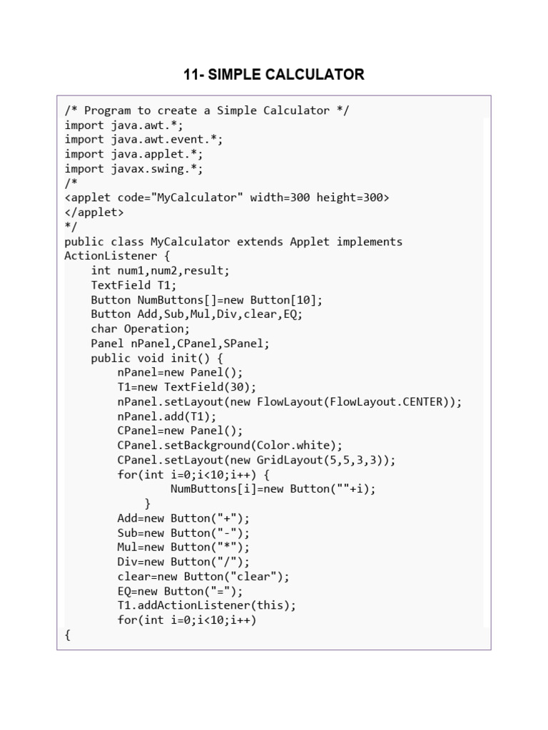 11-calculator program | PDF | Computer Programming | Object Oriented Programming