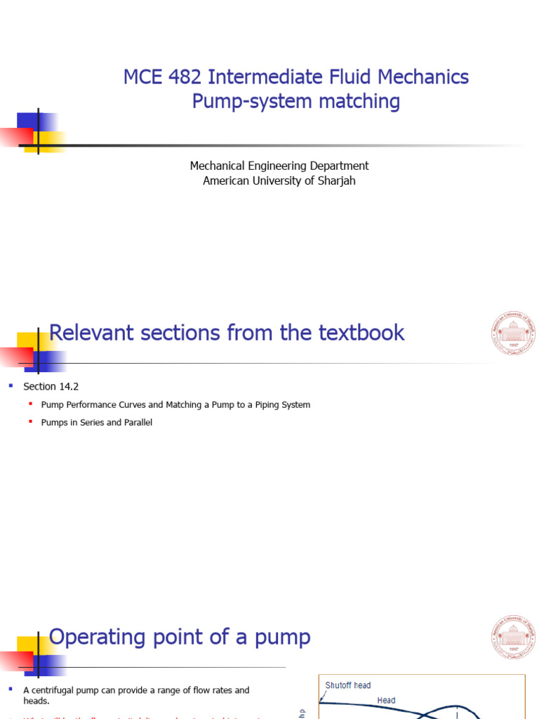 MCE 482 - Pump System Matching and Parallel and Series Connection | PDF | Pump | Flow Measurement