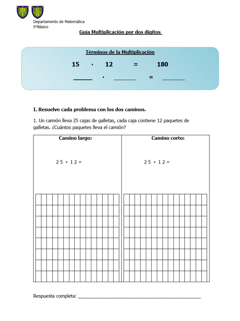 Multiplicación Por 2 Dígitos Guía | PDF