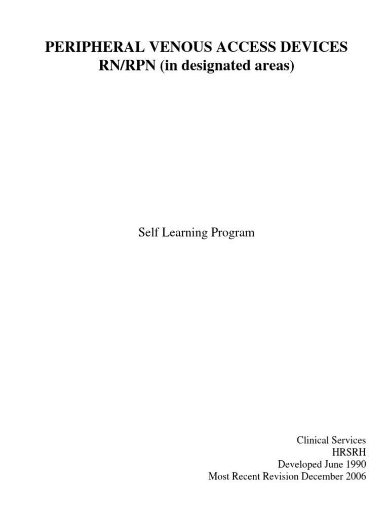 Peripheral Venous Access Devices (2006) | PDF | Intravenous Therapy ...