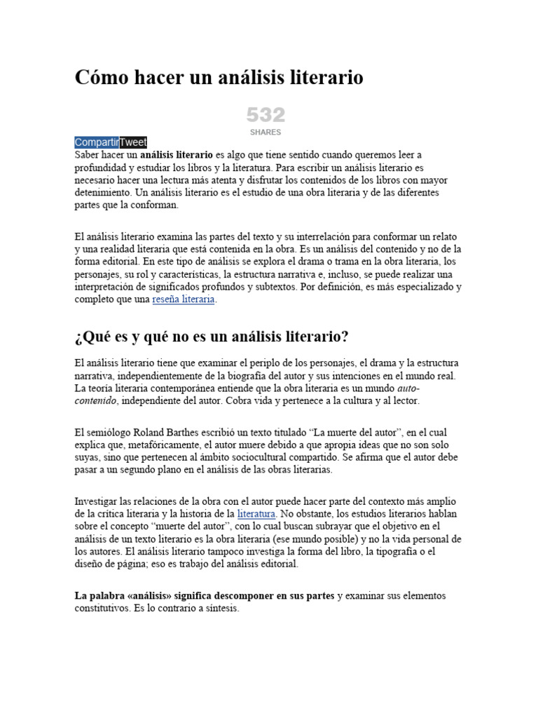 Cómo Hacer Un Análisis Literario | PDF | Autor | Crítica literaria