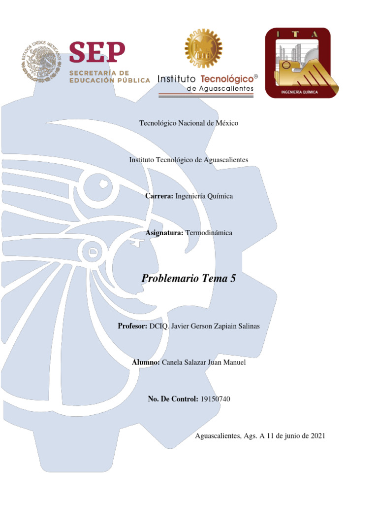 Problemario Tema 5 | PDF