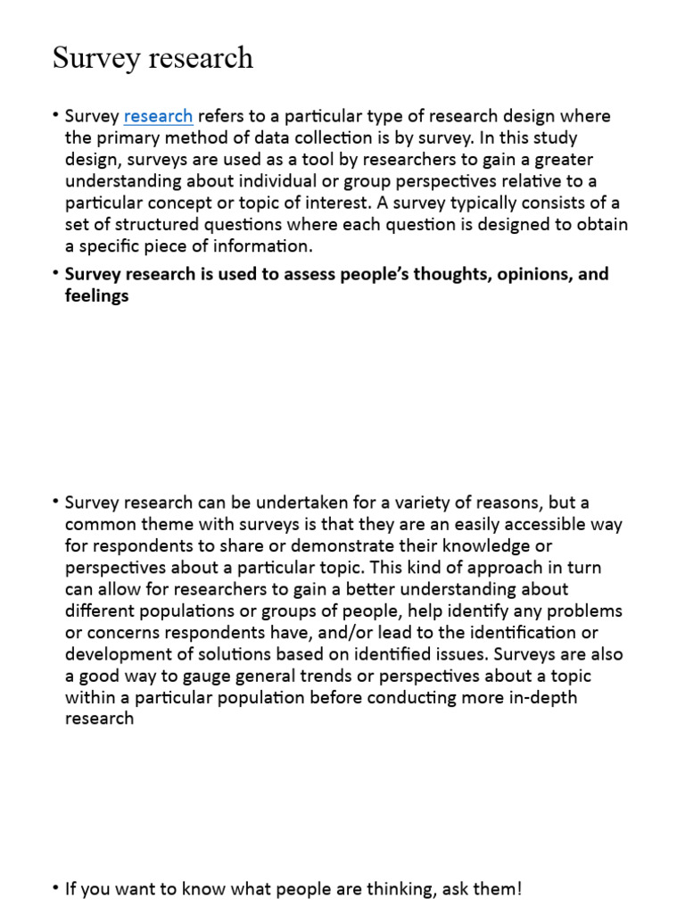 Survey Research Pdf Survey Methodology Questionnaire