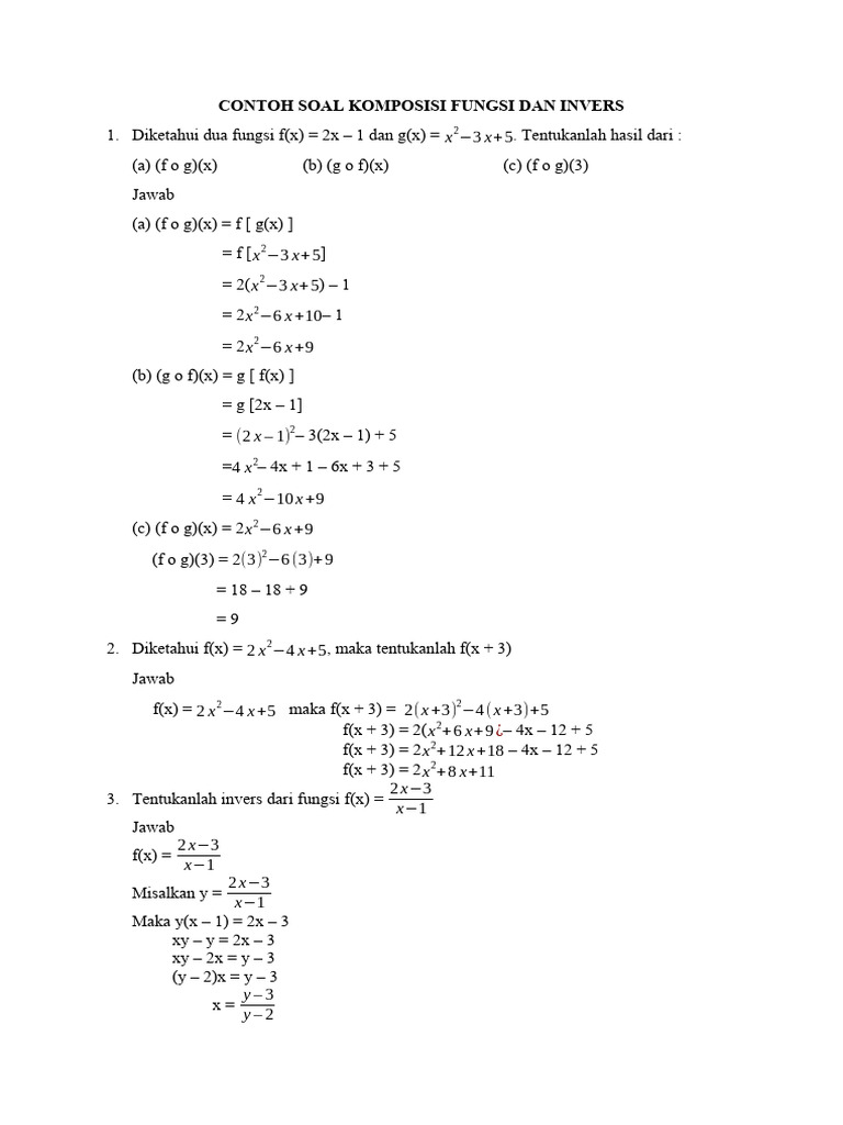 Komposisi Fungsi Dan Invers | PDF