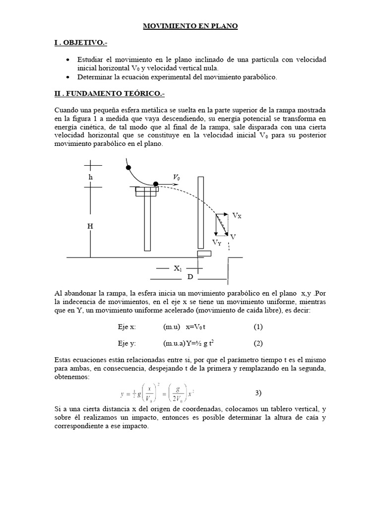 Movimiento en El Plano | PDF | Ecuaciones | Velocidad