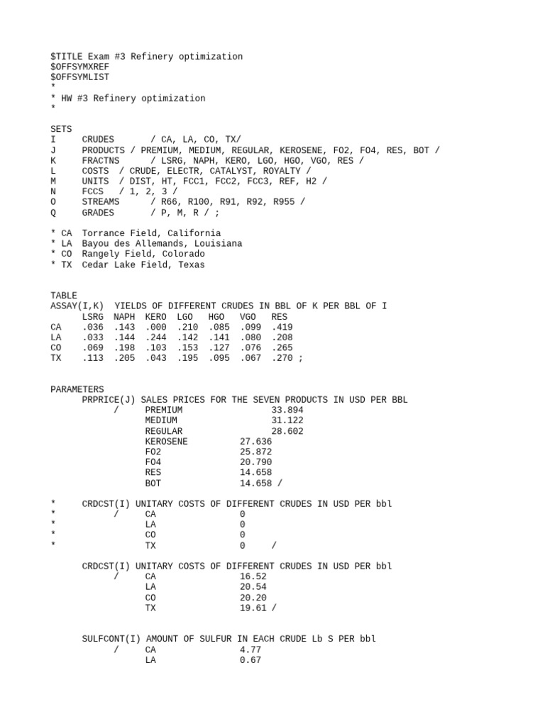 Refinery Model | PDF | Petroleum | Fuels