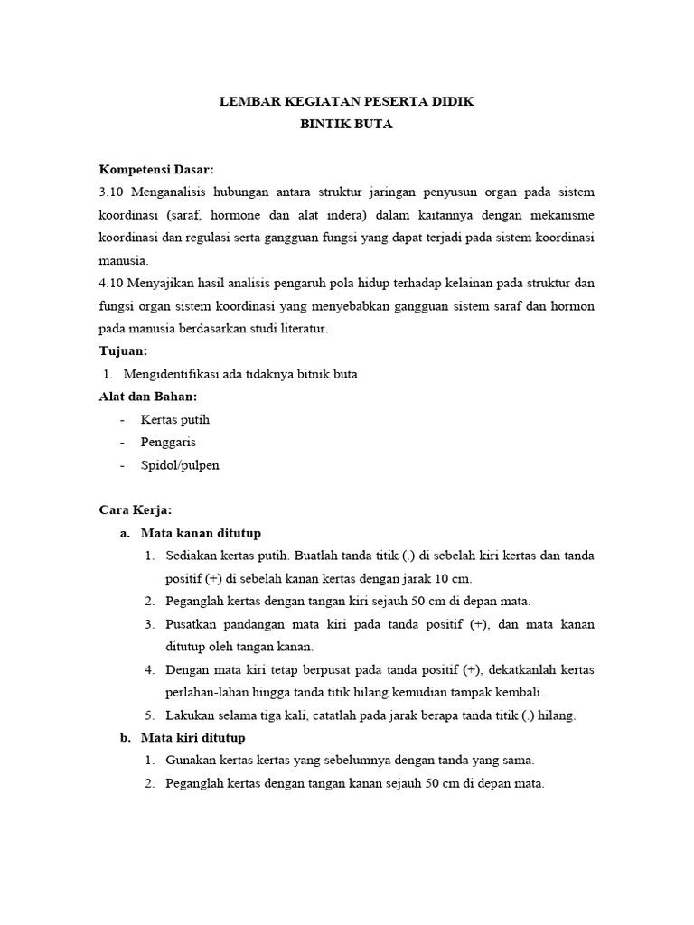 LKPD Bintik Buta (Replica) | PDF