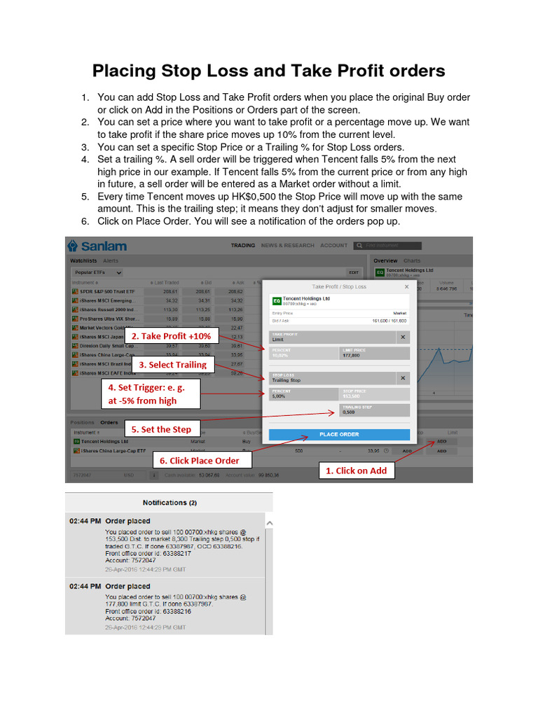 Placing Stop Loss and Take Profit Orders | PDF
