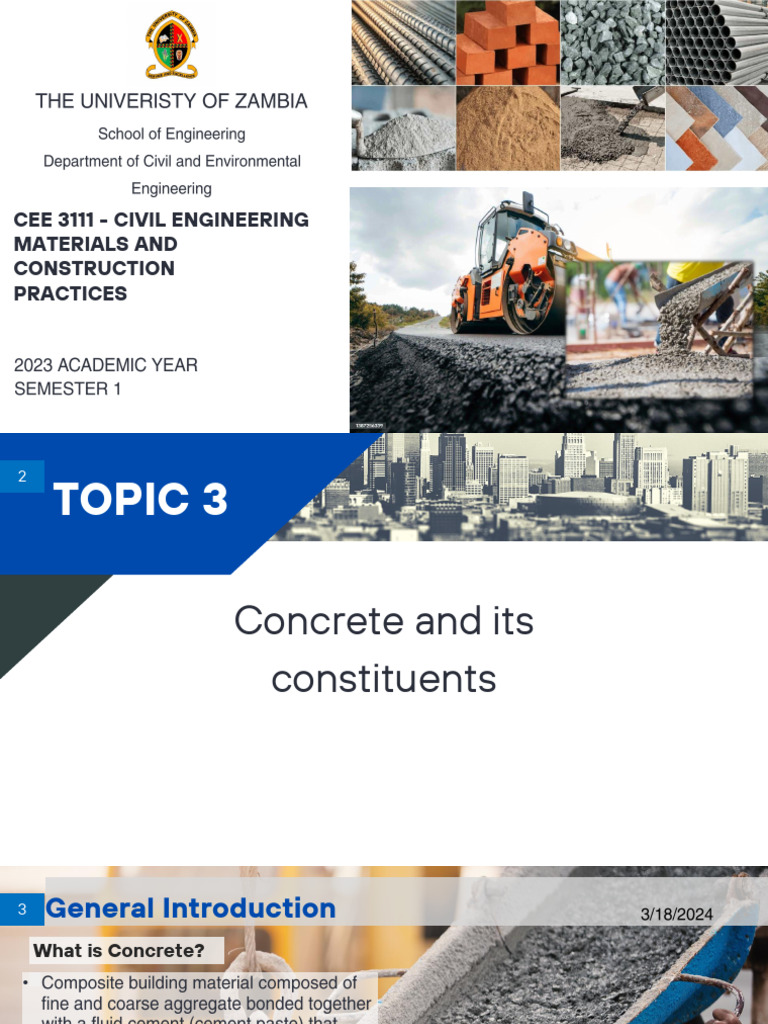 CEE 3111 Topic 3 - Concrete and Its Constituents Part 1 - Revised | PDF ...