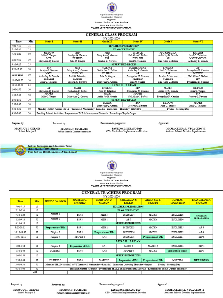 Class Program Departmentalized 23-24 | PDF | Governance | Government ...