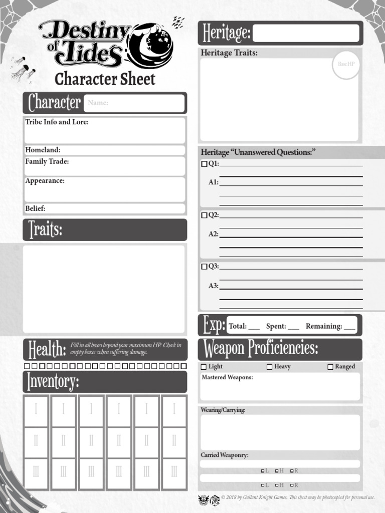 Character Sheet for RPG Players | PDF