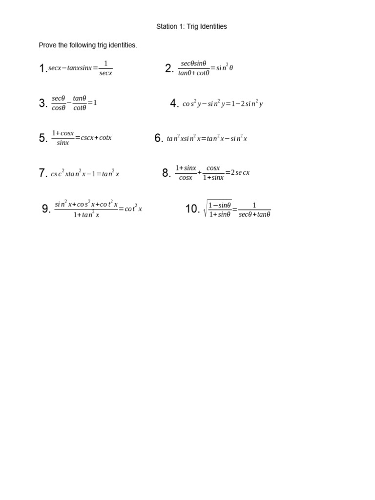 Trigonometric Identities and Formulas | PDF | Mathematical Relations ...