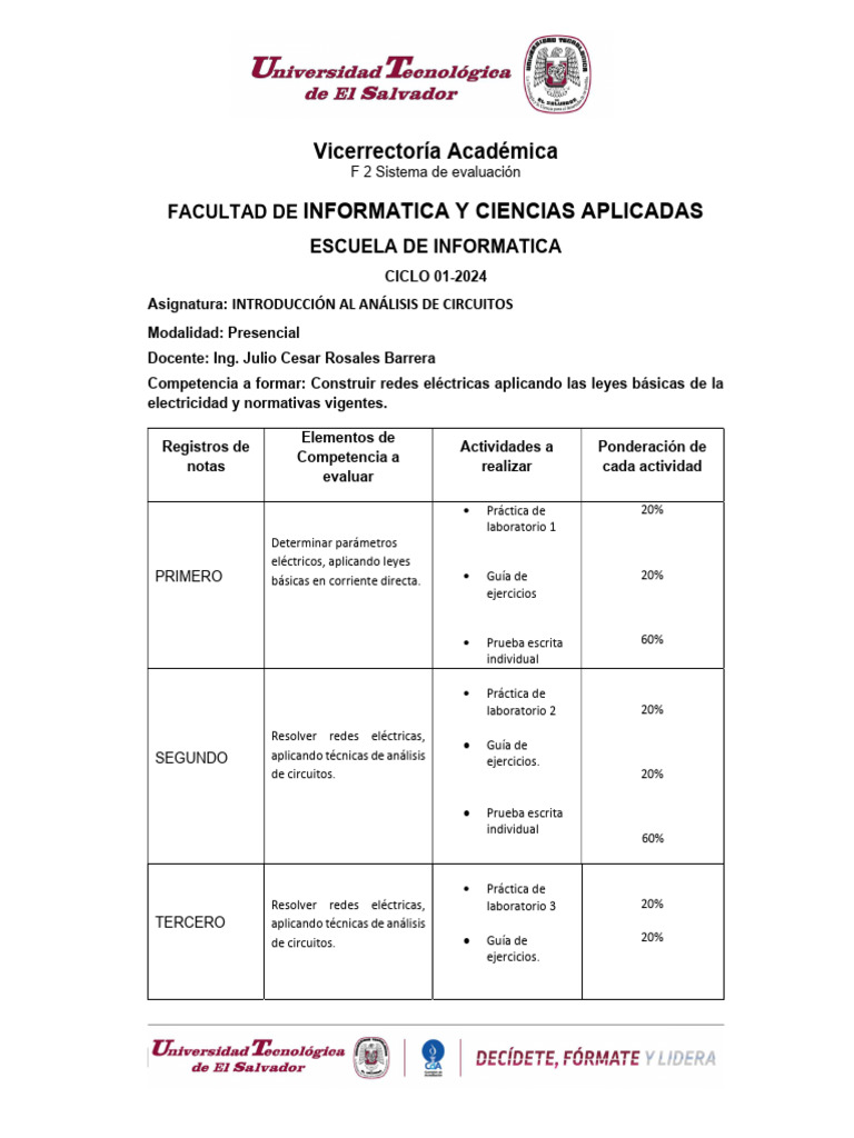 Sistema Evaluacion Iaci-V-Ci-24 | PDF | Red eléctrica | Laboratorios
