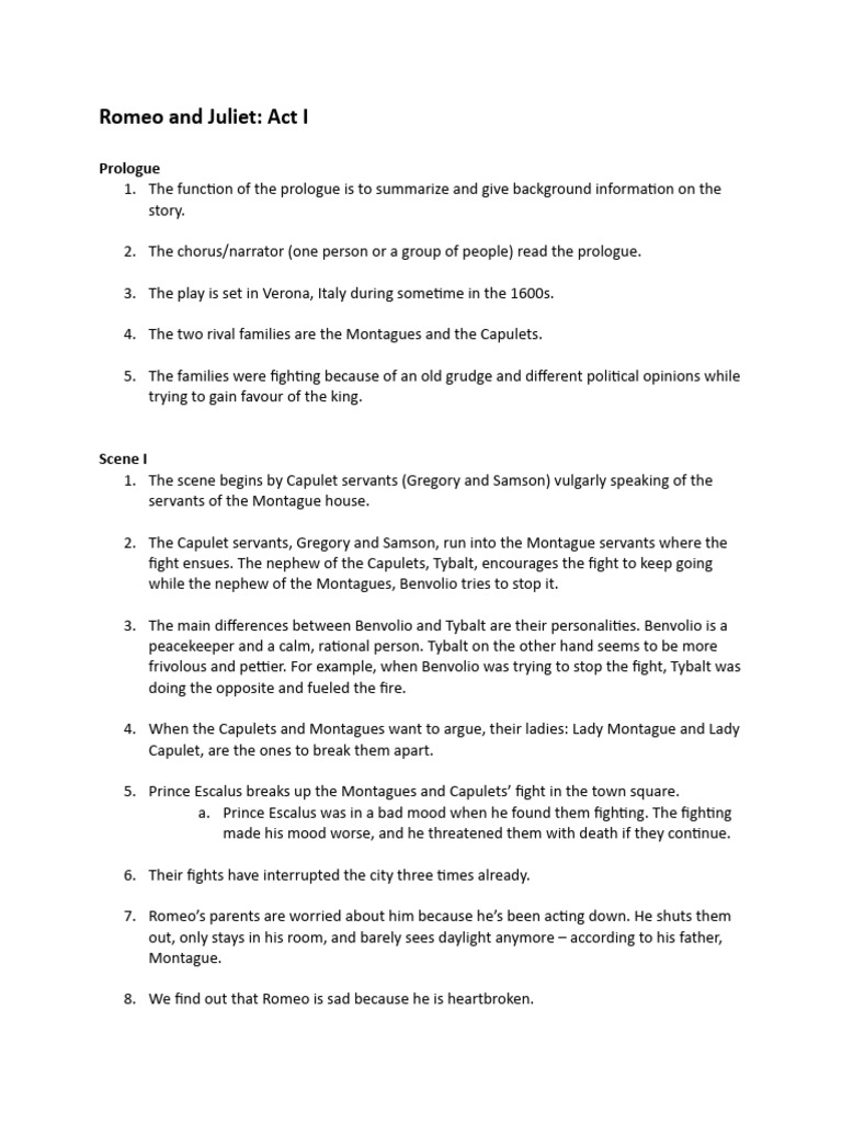 ENG Romeo and Juliet - Act I | Download Free PDF | Characters In Romeo ...
