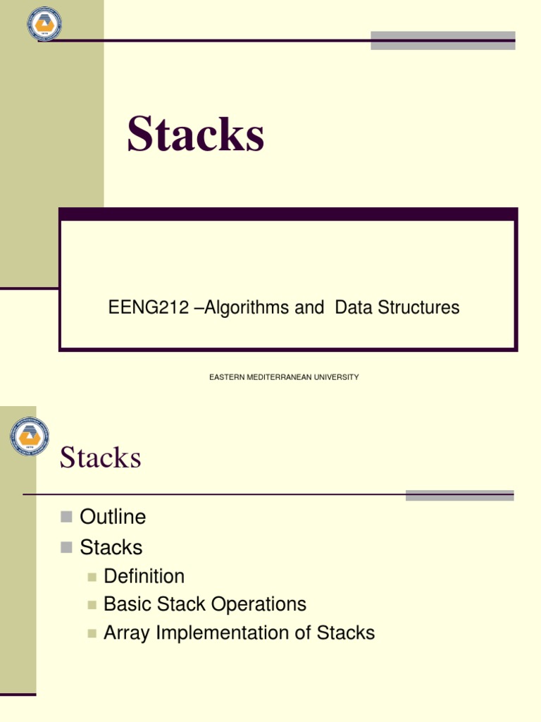 Stacks Eeng212 Algorithms And Data Structures Pdf Array Data 2128