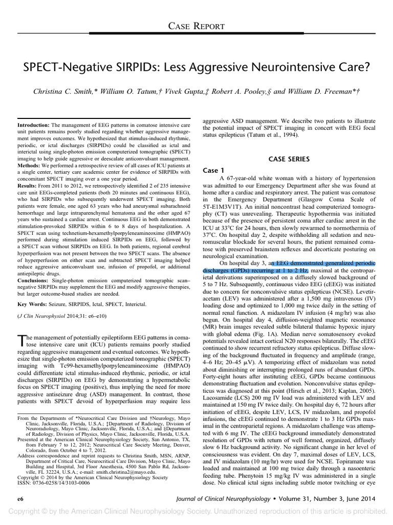 Spect Negative Spect2014 | PDF | Electroencephalography | Coma