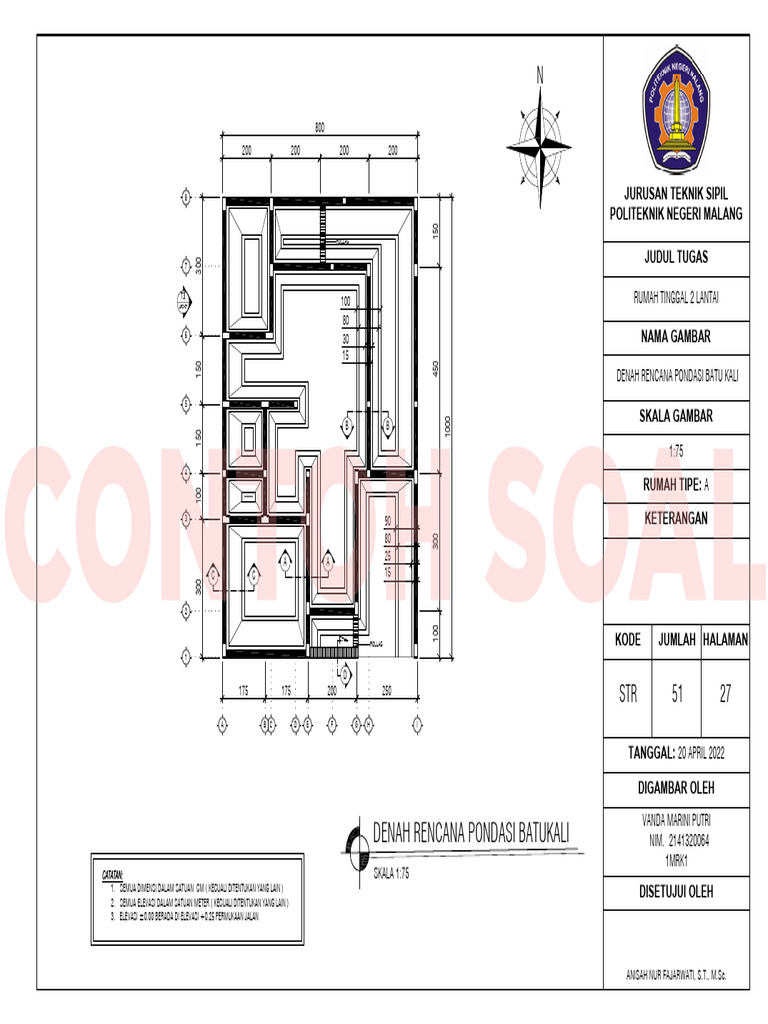 Contoh Gambar Kerja Pondasi | PDF