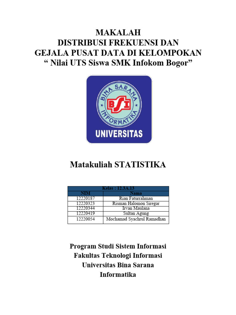 Project UAS Statiska | PDF