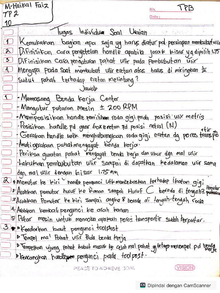 Tugas Individu Soal Uraian... M. Haikal Faiz.. Tpm2... No. 10 | PDF