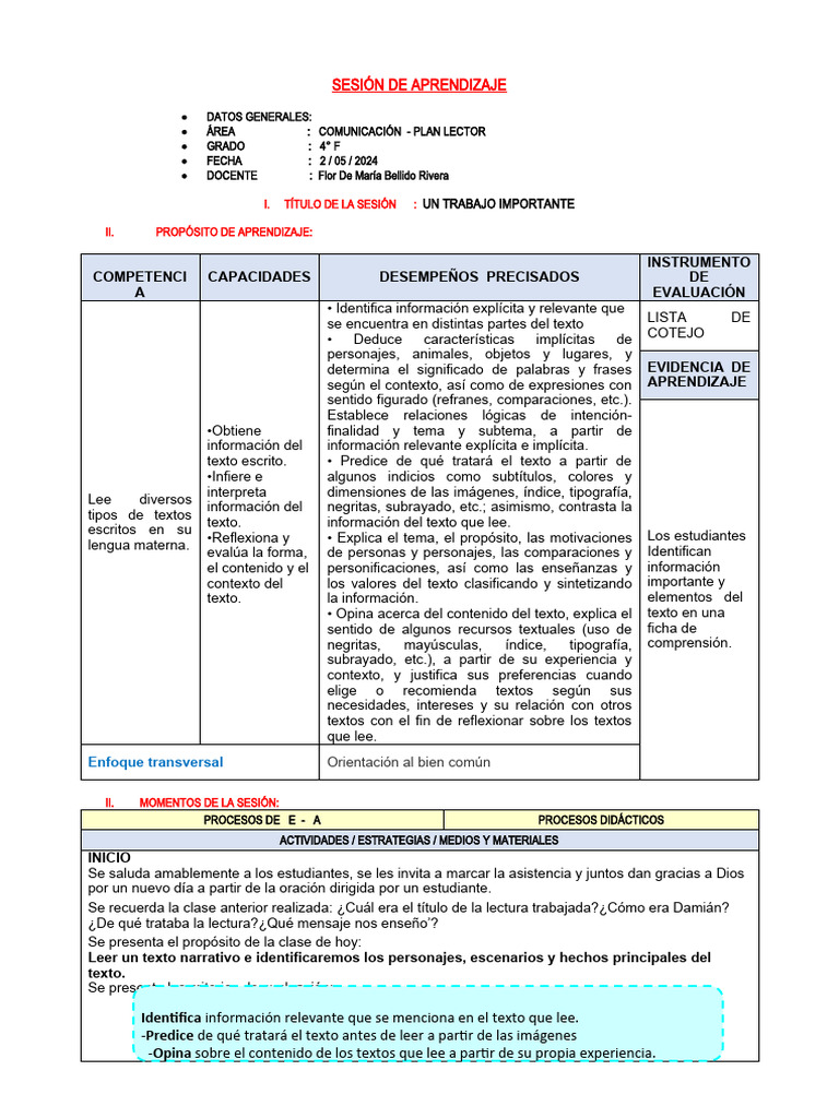 4F PL 2 Mayo | PDF | Aprendizaje | Evaluación