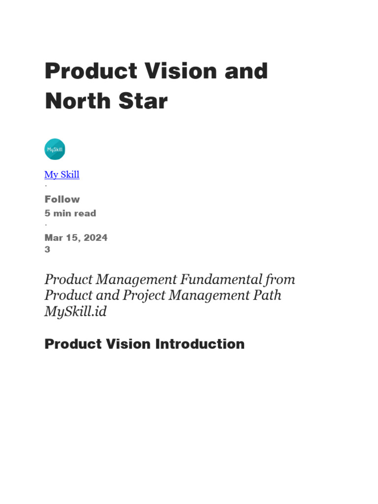 Product Vision and North Star | PDF