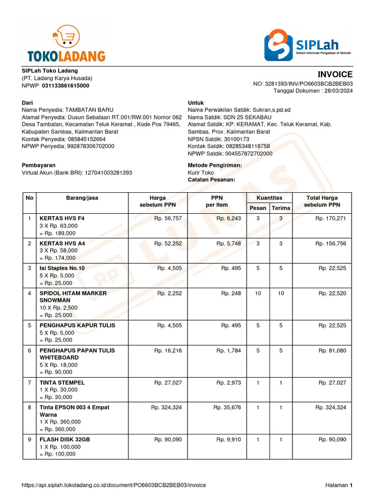 INVOICE_PO6603BCB2BEB03 KUITANSI ATK | PDF