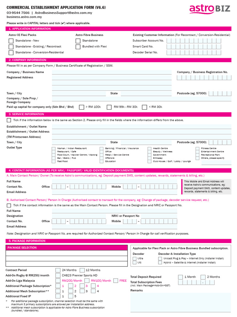 AstroBiz Form - V6.6 | PDF