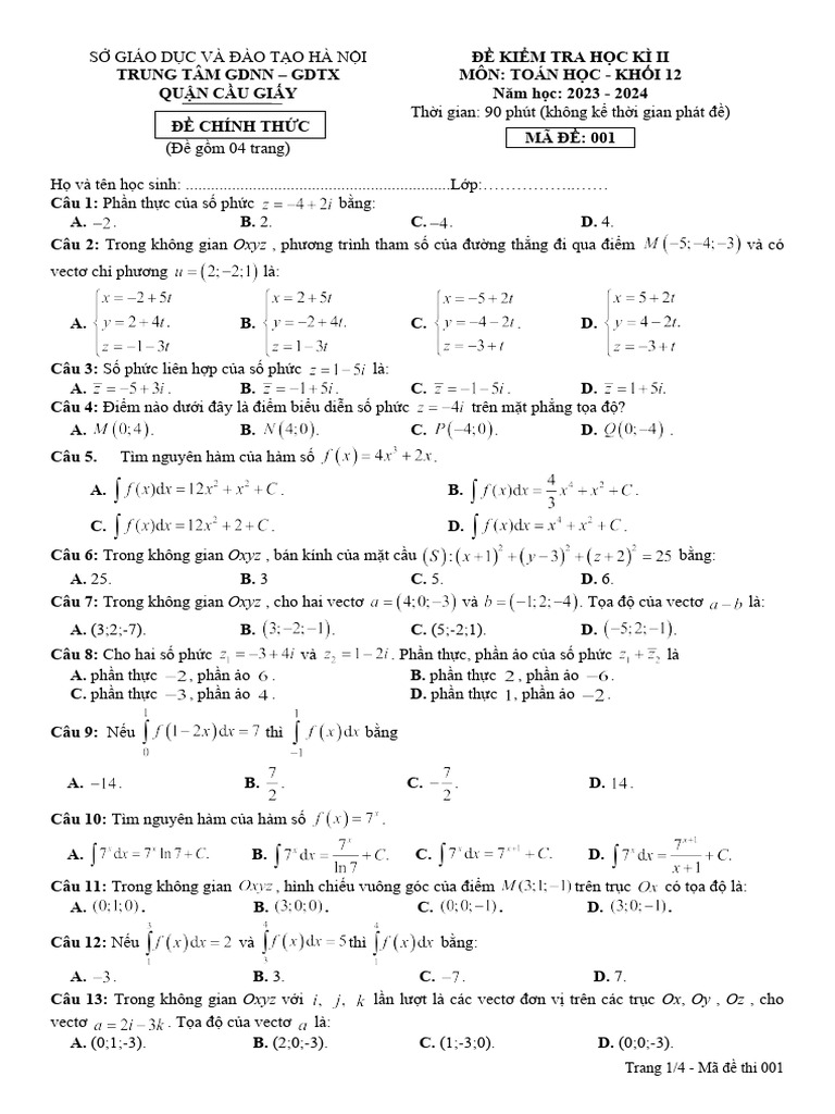 001-Hocki Ii - Toan Hoc Lop 12 | PDF