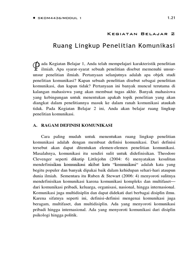 Modul 1 - Ruang Lingkup Penelitian Ilmu Komunikasi | PDF