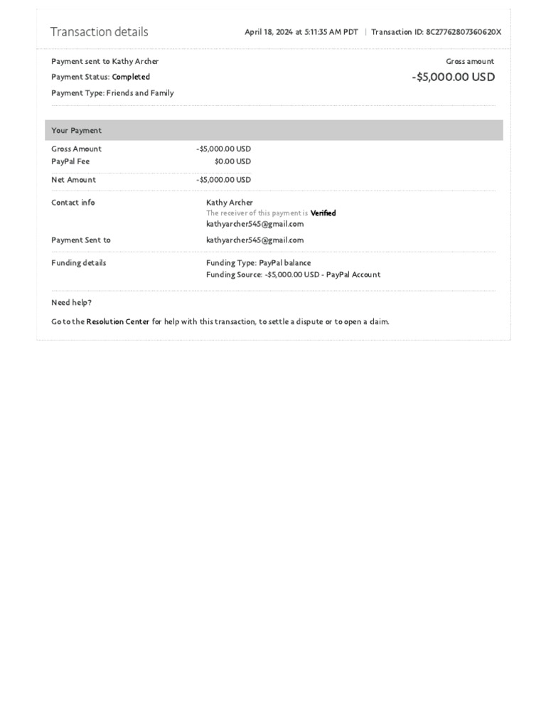 Transaction Details - PayPal | PDF