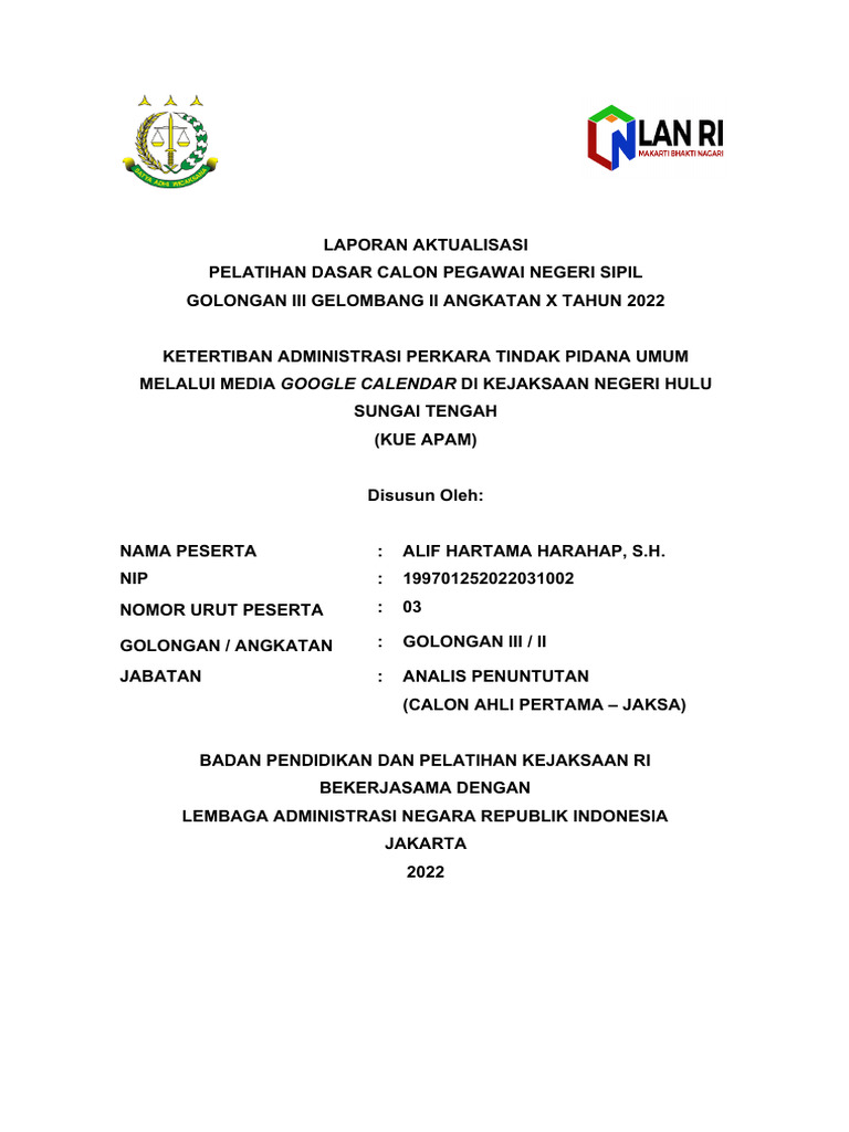 Aktualisasi Alif Hartama Harahap - Latsar | PDF