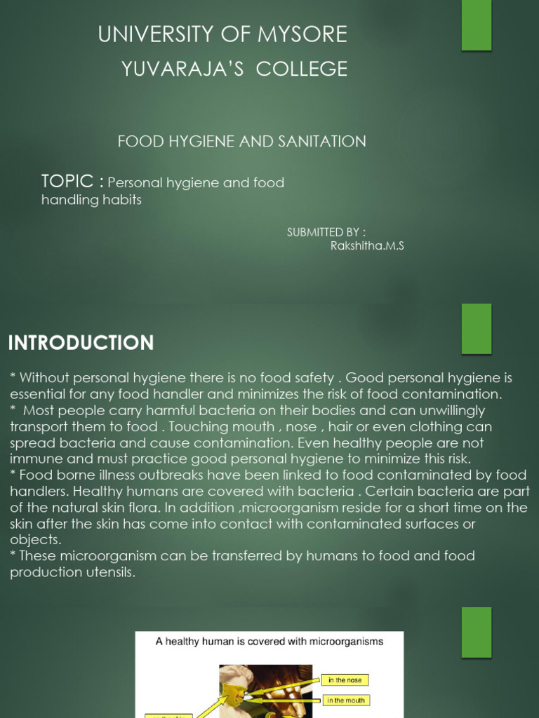 Personal Hygiene for Food Handlers | PDF | Hygiene | Hand Washing