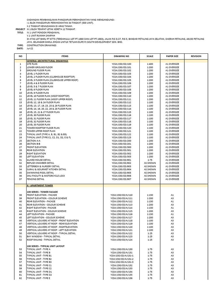 00 Drawing Register | Download Free PDF | Elevator | Building Technology