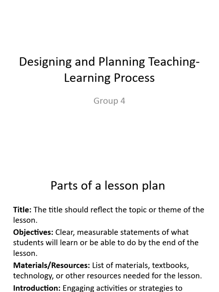 Designing and Planning Teaching Learning Process | PDF | Lesson Plan | Curriculum