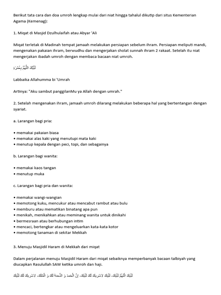 Panduan Lengkap Tata Cara Umroh | PDF
