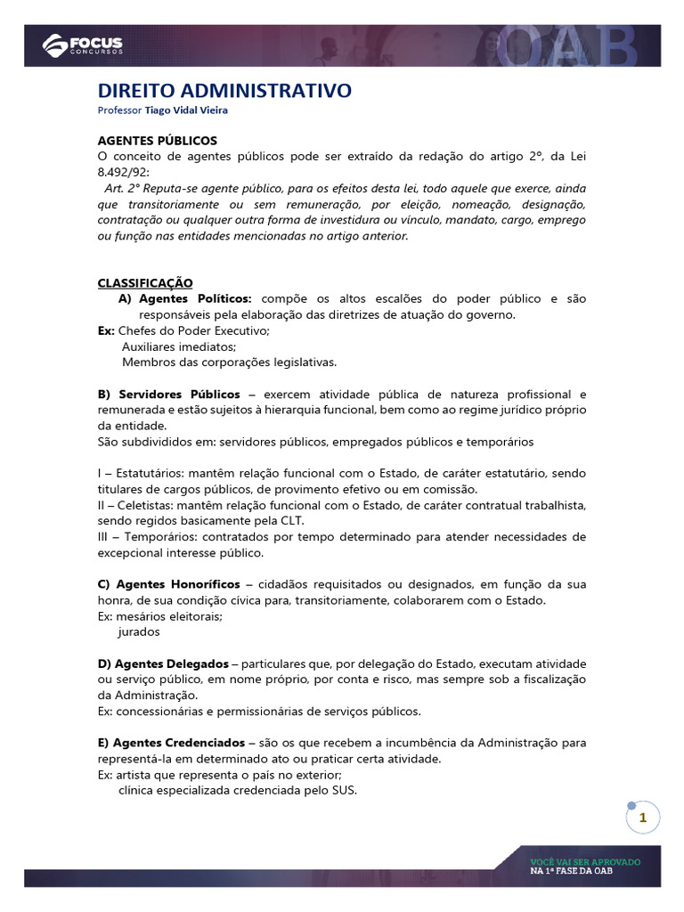 Agentes Públicos e Suas Classificações | PDF | Administração pública ...