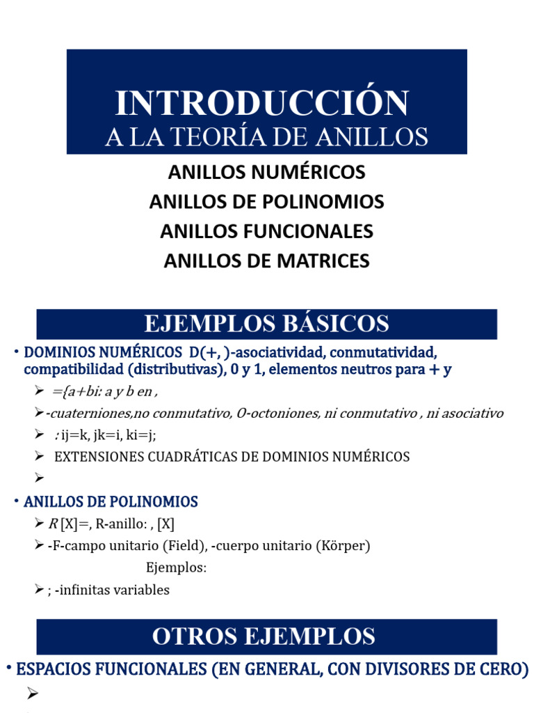 1. Introducción a La Teoria de Anillos | PDF | Anillo (Matemáticas ...