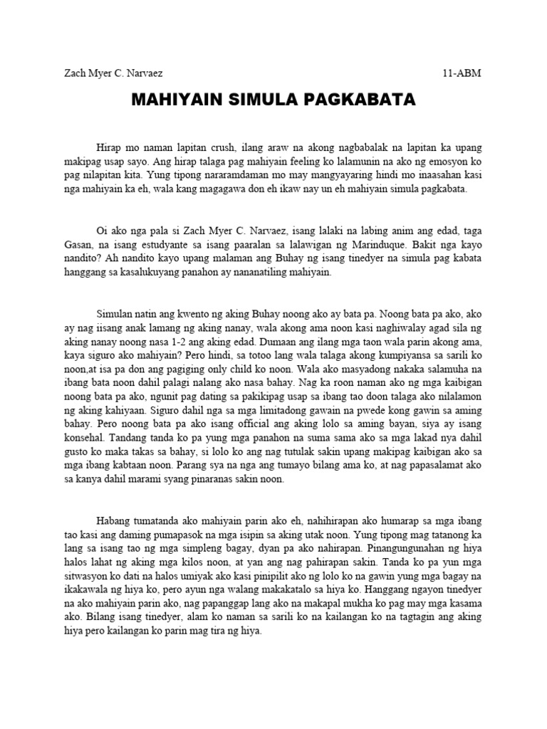 Mahiyain Simula Pagkabata | PDF