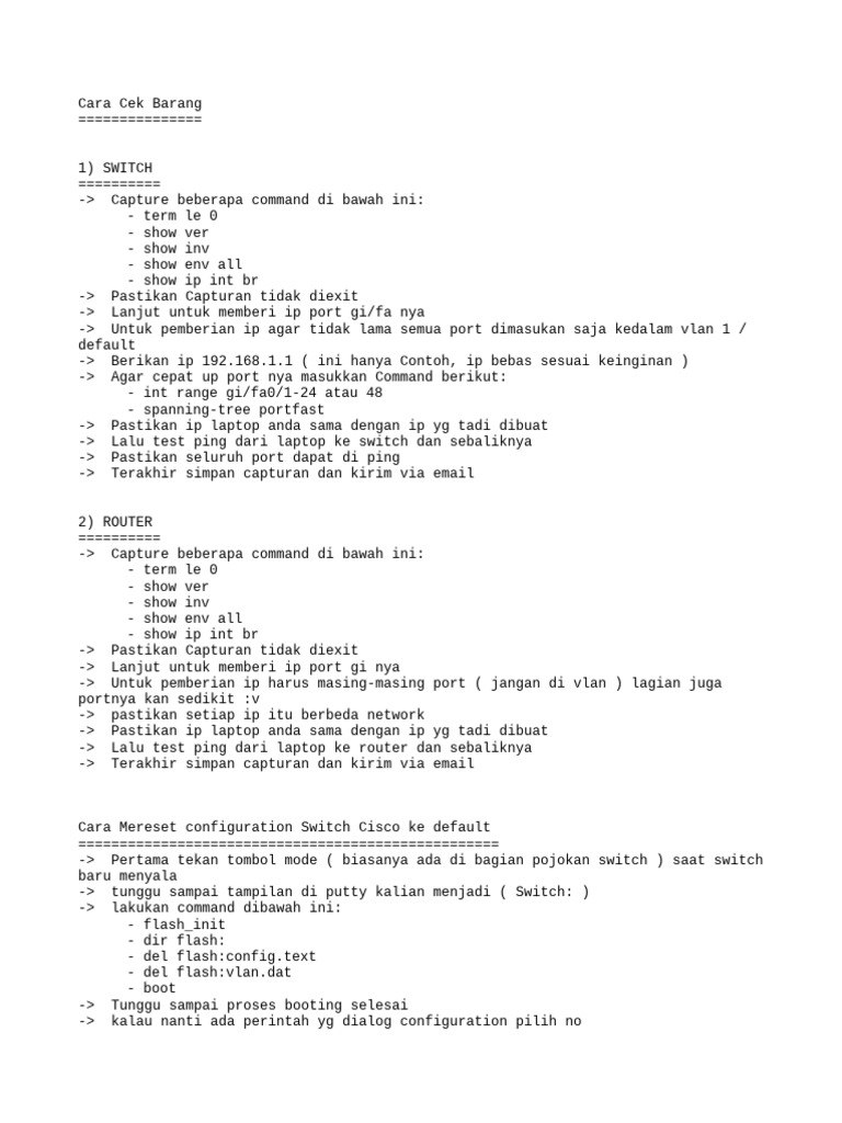 Cara Cek Barang Routing Switching | PDF | Komputer