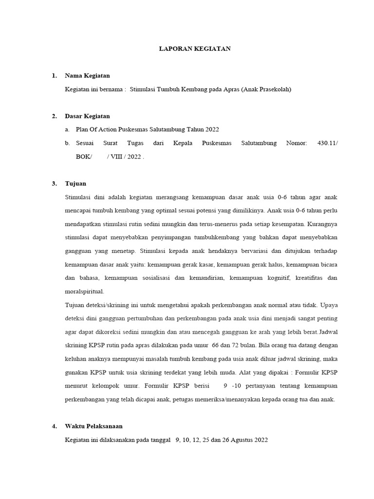 Laporan Kegiatan Sdidtk Apras | PDF | Karier & Perkembangan | Pengembangan Diri
